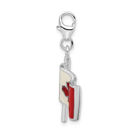 LaneMax | Jewelry | Ss Rh 3d Enameled Canadian Flag Wlobster Clasp ...
